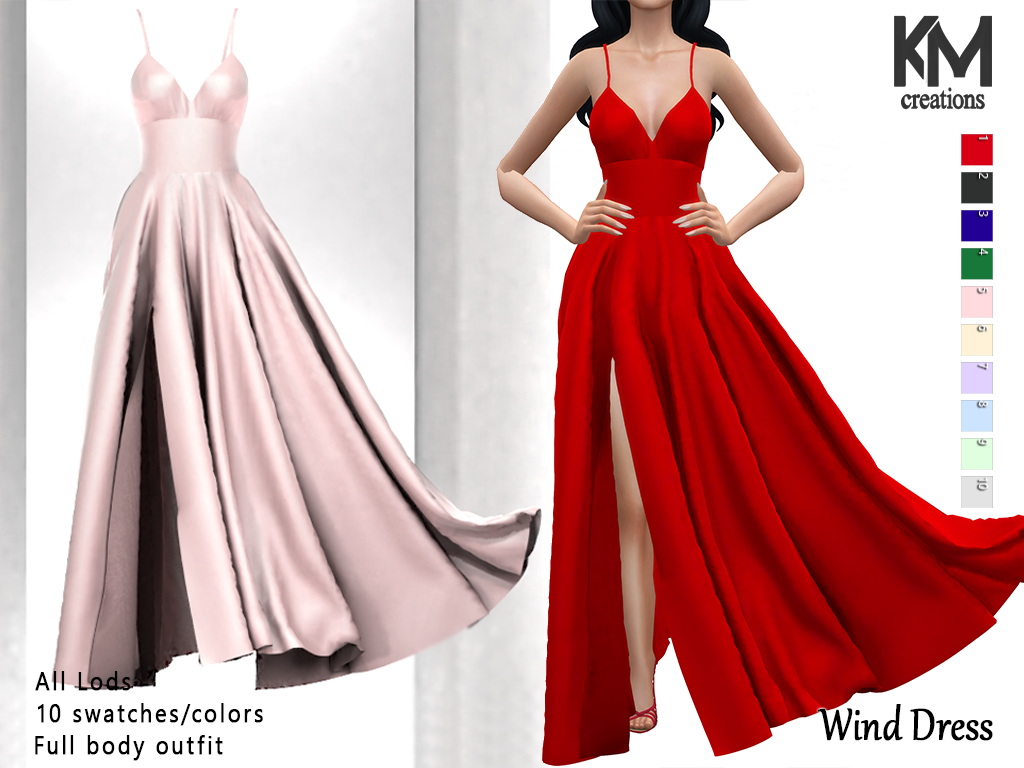 Wind Dress from KM • Sims 4 Downloads
