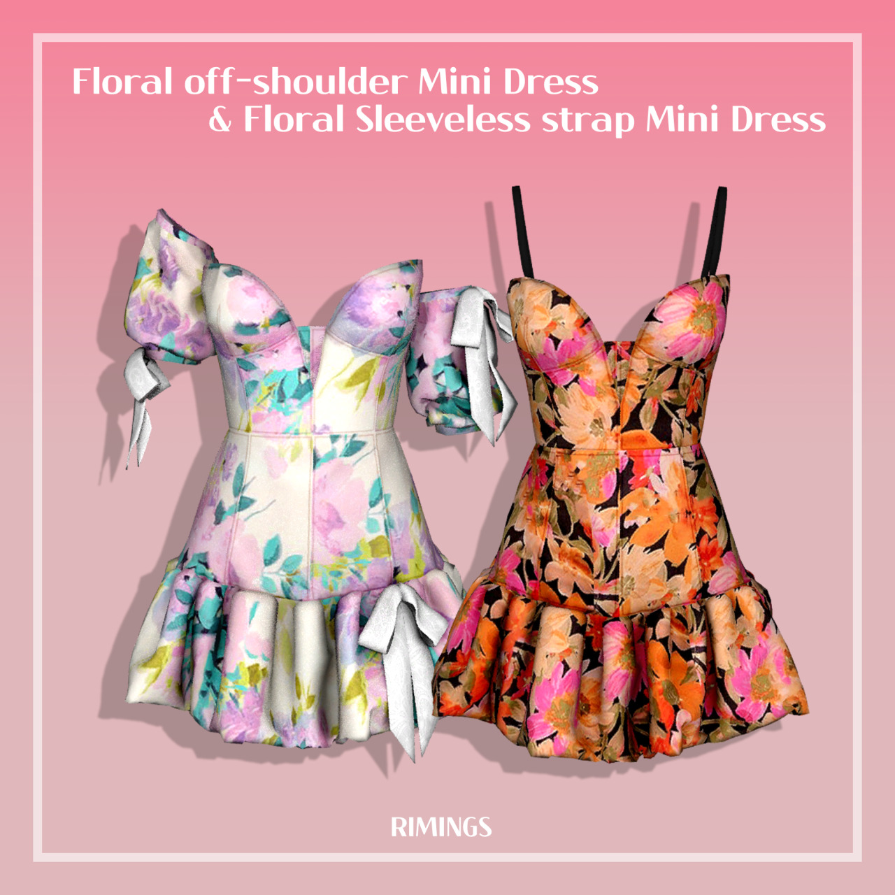 Floral off-shoulder Mini Dress and Floral Sleeveless strap Mini Dress ...
