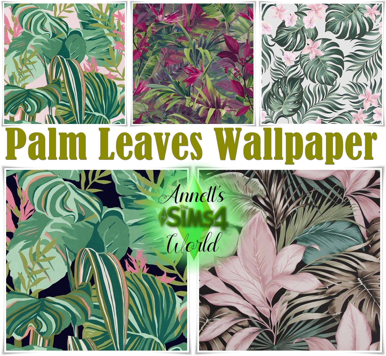 Palm Leaves Wallpapers from Annett`s Sims 4 Welt • Sims 4 Downloads