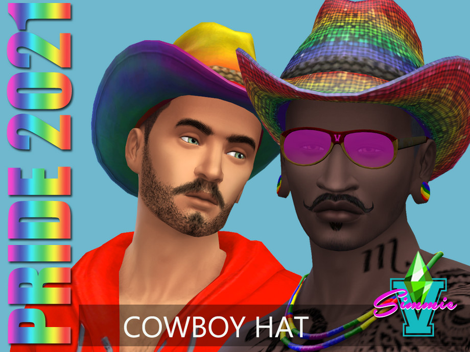 Pride21 Rainbow Cowboy hat by SimmieV from TSR • Sims 4 Downloads