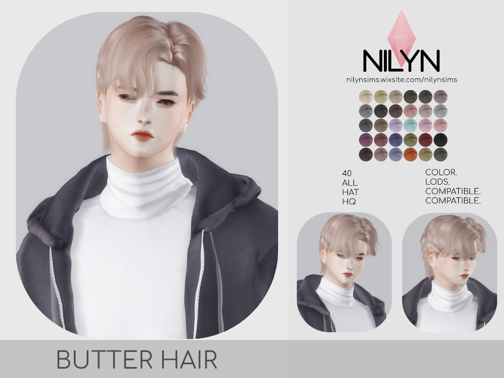 BUTTER HAIR NEW MESH from Nilyn Sims 4 • Sims 4 Downloads