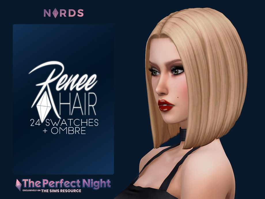 The Perfect Night - Renee Bob Hair and Ombre by Nords from TSR • Sims 4 ...