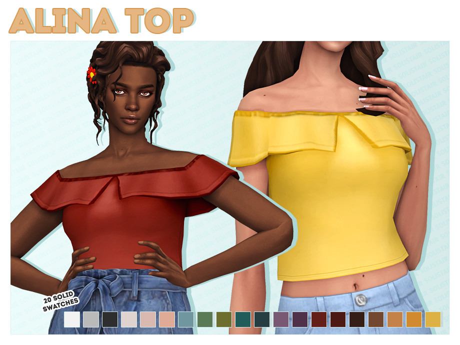Alina Off-shoulder Top by Solistair from TSR • Sims 4 Downloads