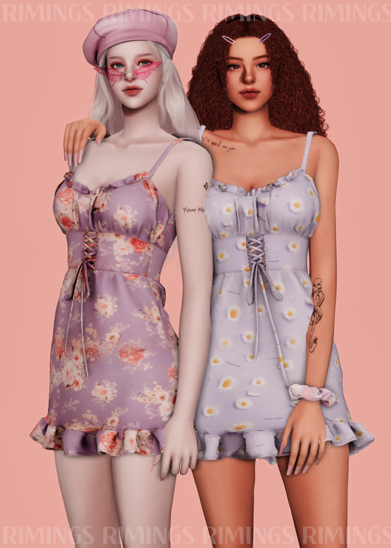 Floral Bustier Mini Dress from Rimings • Sims 4 Downloads