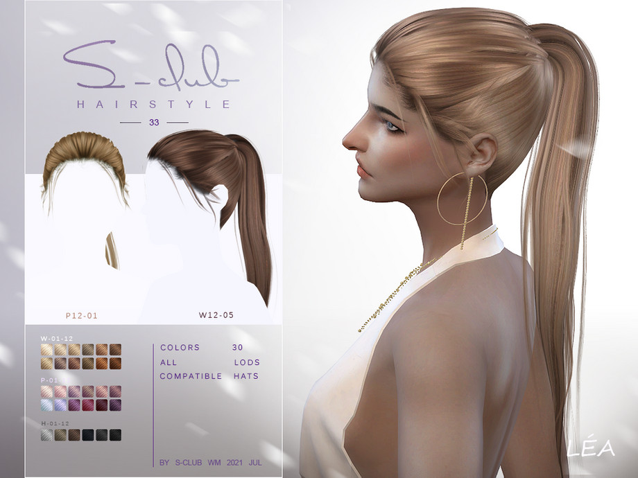 Ponytail hair by S-Club from TSR • Sims 4 Downloads