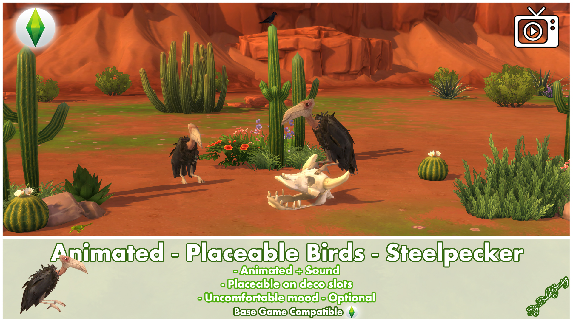 Animated - Placeable Birds - Steelpecker by Bakie from Mod The Sims ...