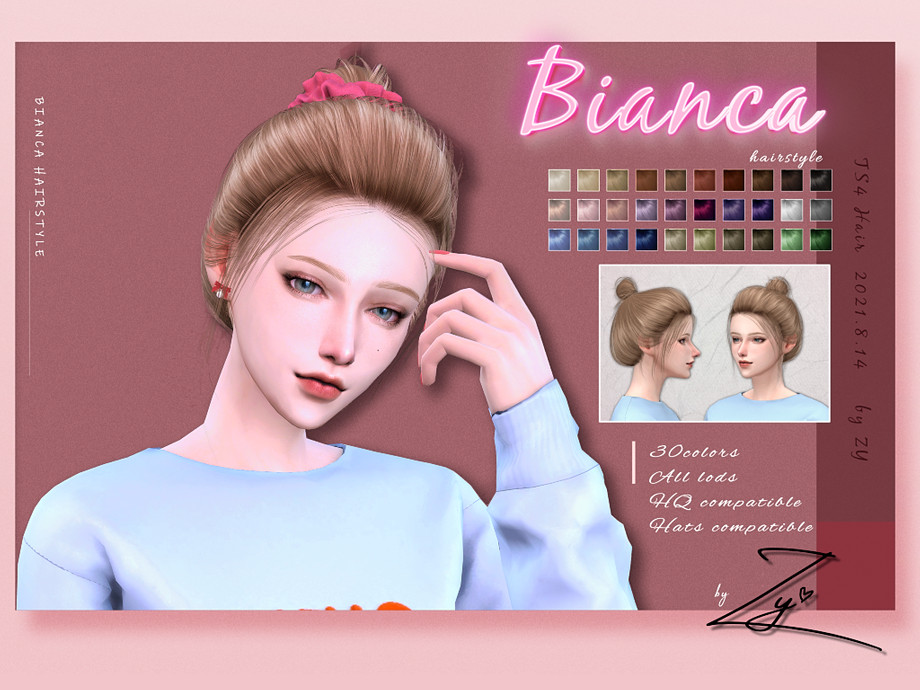 Bianca hair by Zy from TSR • Sims 4 Downloads