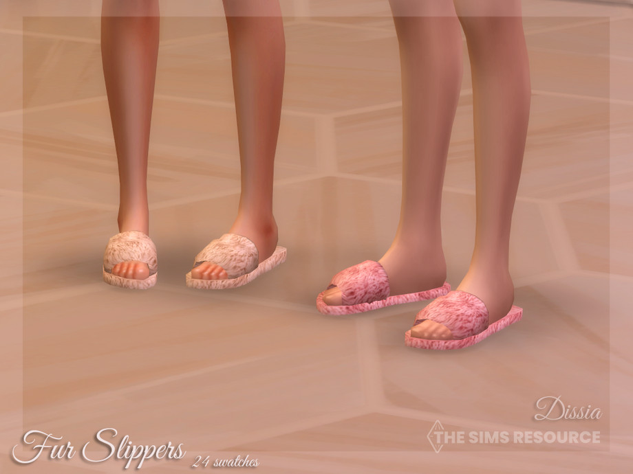 Fur Slippers by Dissia from TSR • Sims 4 Downloads