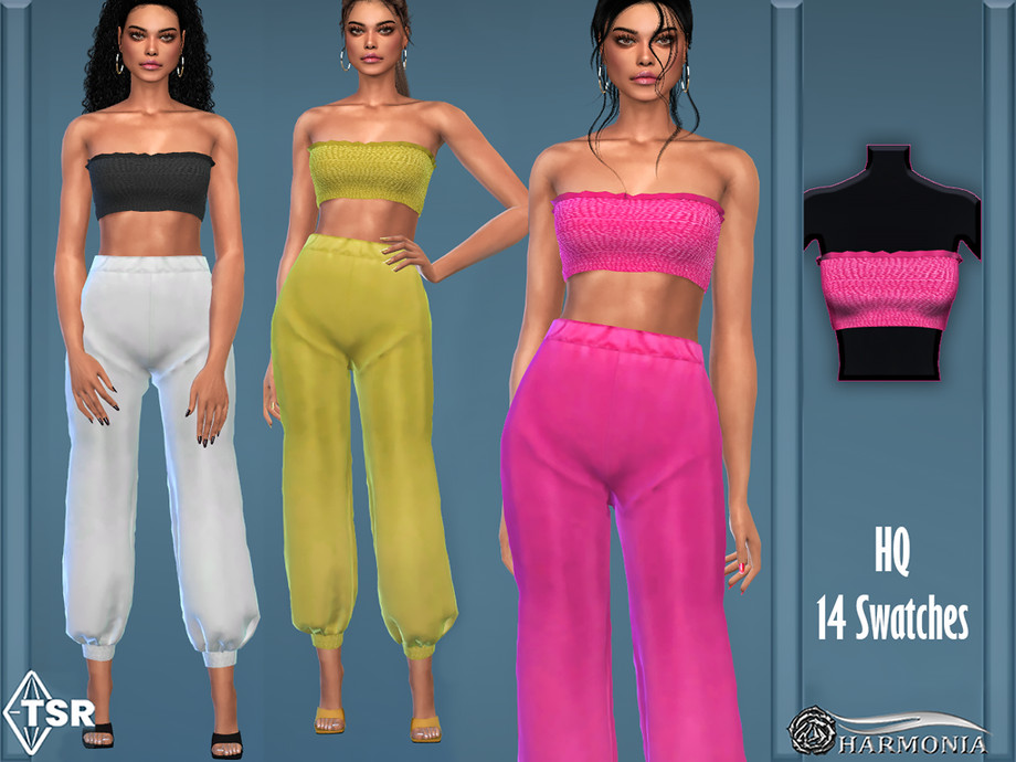 Ruffle Satin Bustier by Harmonia from TSR • Sims 4 Downloads
