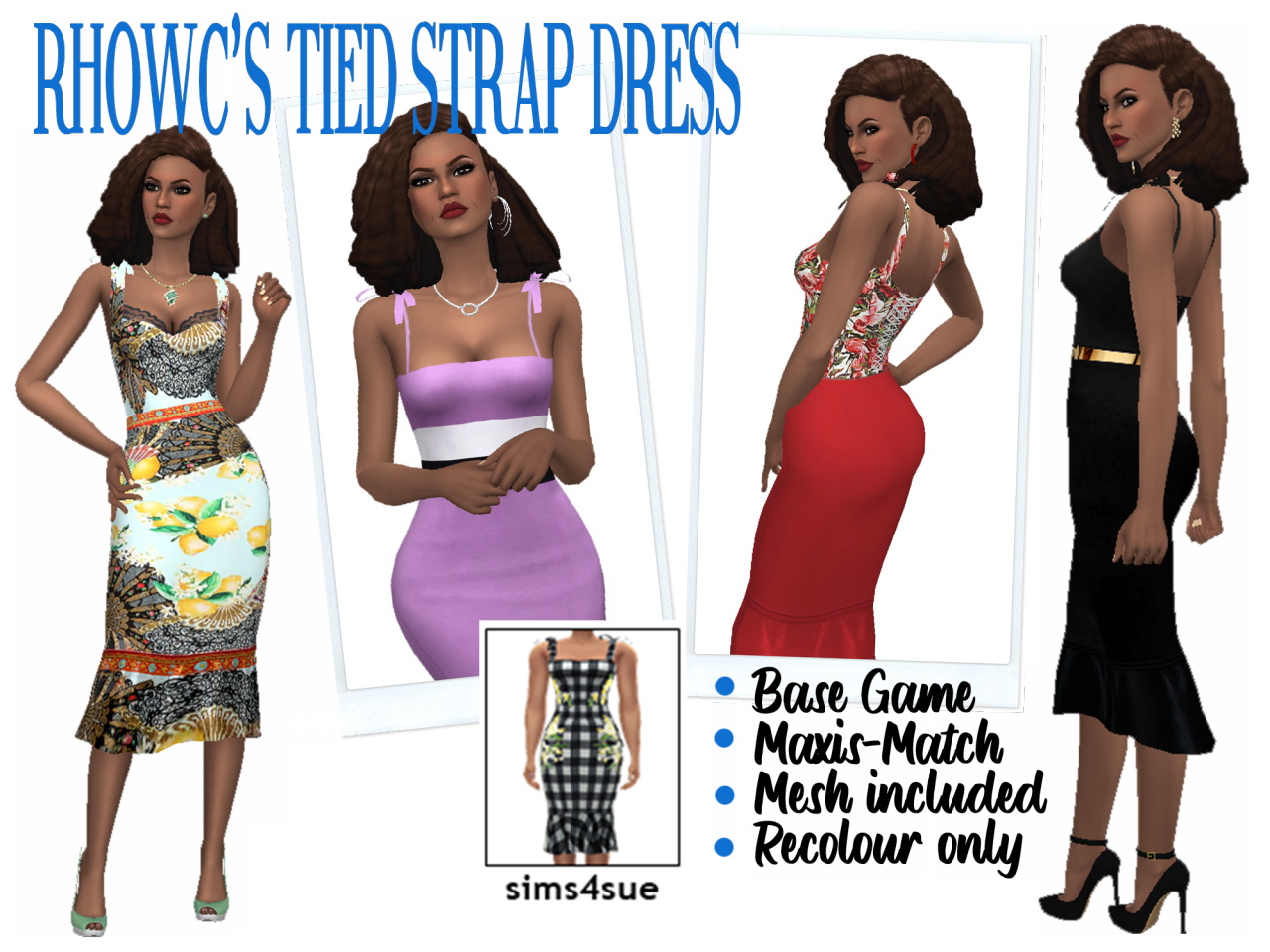 Tied Strap Dress from Sims 4 Sue • Sims 4 Downloads