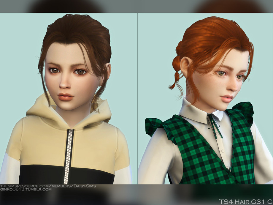 Child Hair G31C ponytail bubble braid by Daisy-Sims from TSR • Sims 4 ...