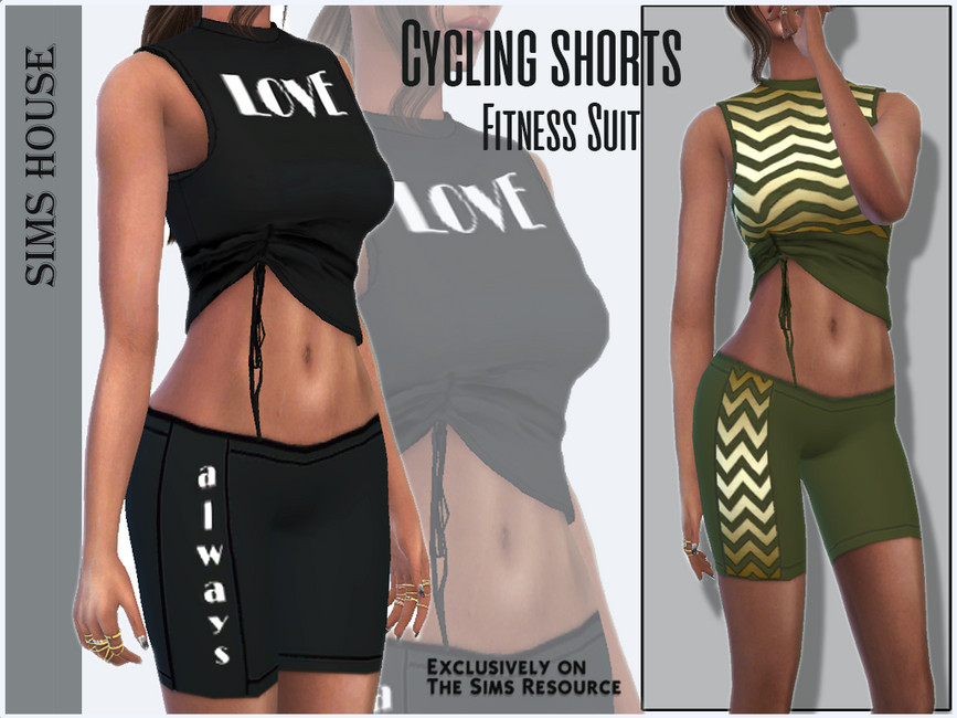 Cycling shorts Fitness suit by Sims House from TSR • Sims 4 Downloads