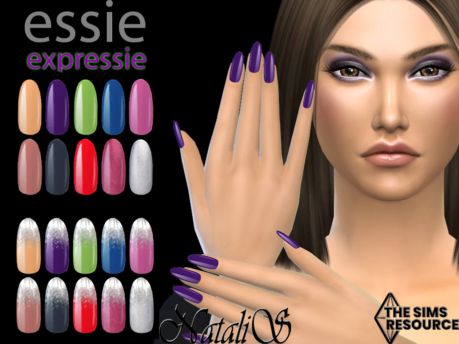 Essie Expressie almond nails set by NataliS from TSR • Sims 4 Downloads