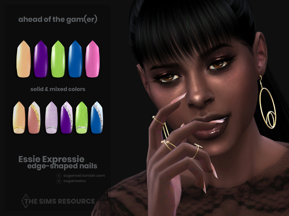 Essie Expressie edge nails by sugar owl from TSR • Sims 4 Downloads