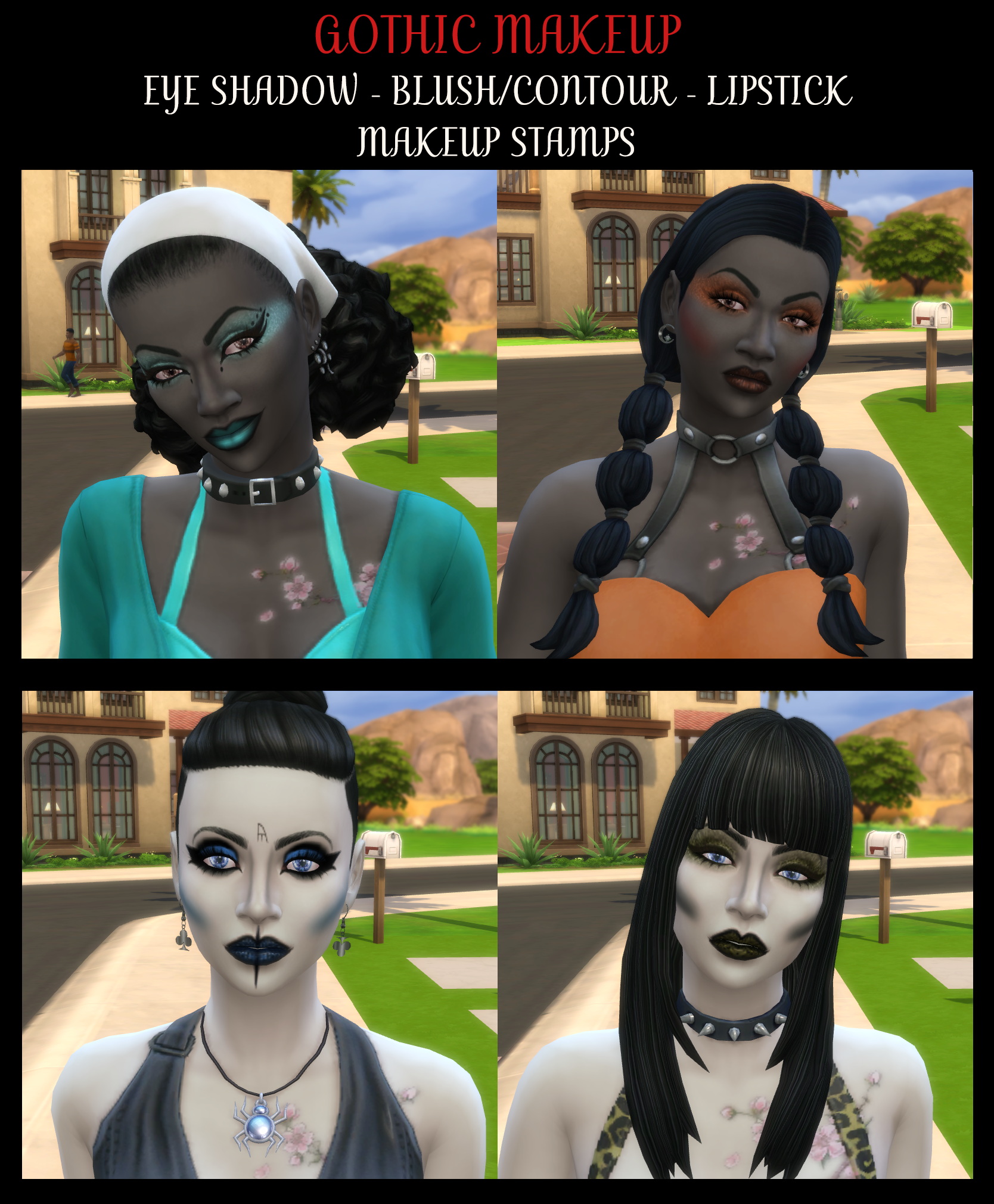 Gothic Makeup for Edgy Sims by Simmiller from Mod The Sims • Sims 4 ...