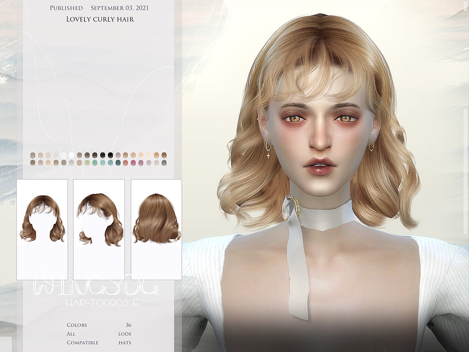 Lovely curly hair by wingssims from TSR • Sims 4 Downloads