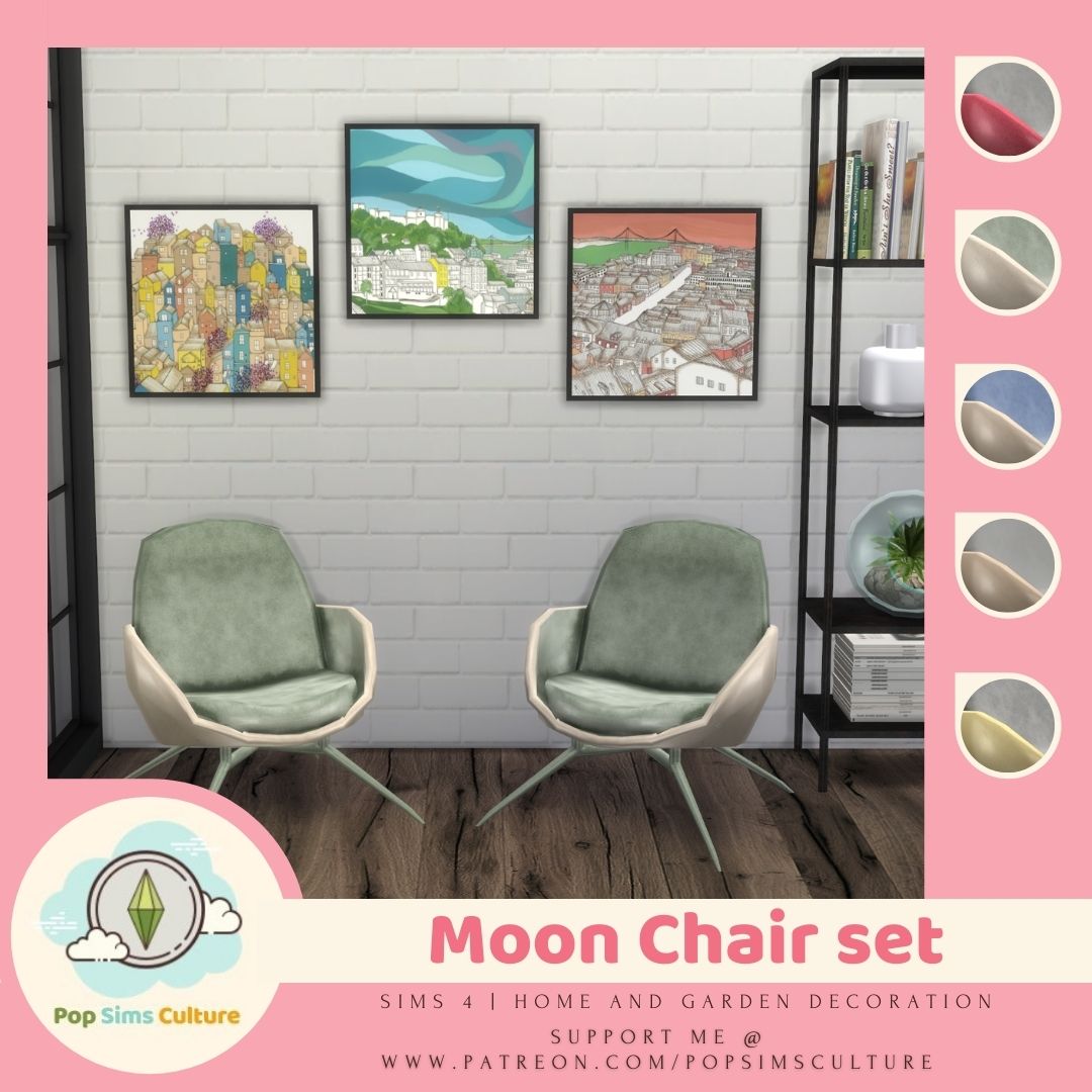 Moon Chair Set Low Poly from Pop Sims Culture • Sims 4 Downloads