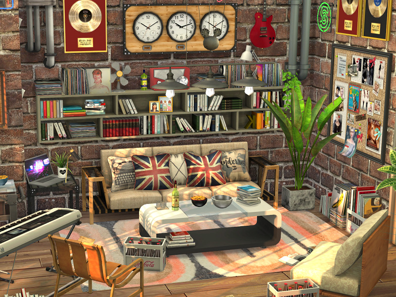 Music Studio Living Room by Flubs79 from TSR • Sims 4 Downloads