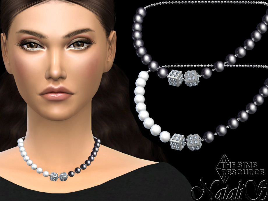 Pave cube beaded short necklace by NataliS from TSR • Sims 4 Downloads