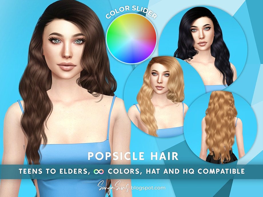 Popsicle Color Slider Hairstyle by SonyaSimsCC from TSR • Sims 4 Downloads