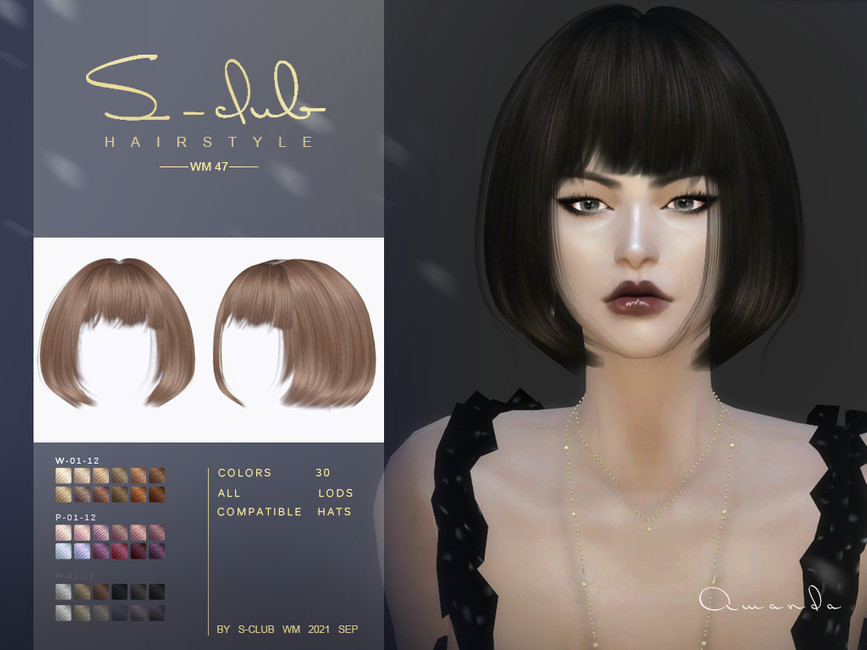 Short bob cut hairstyle (Amanda) by S-Club from TSR • Sims 4 Downloads