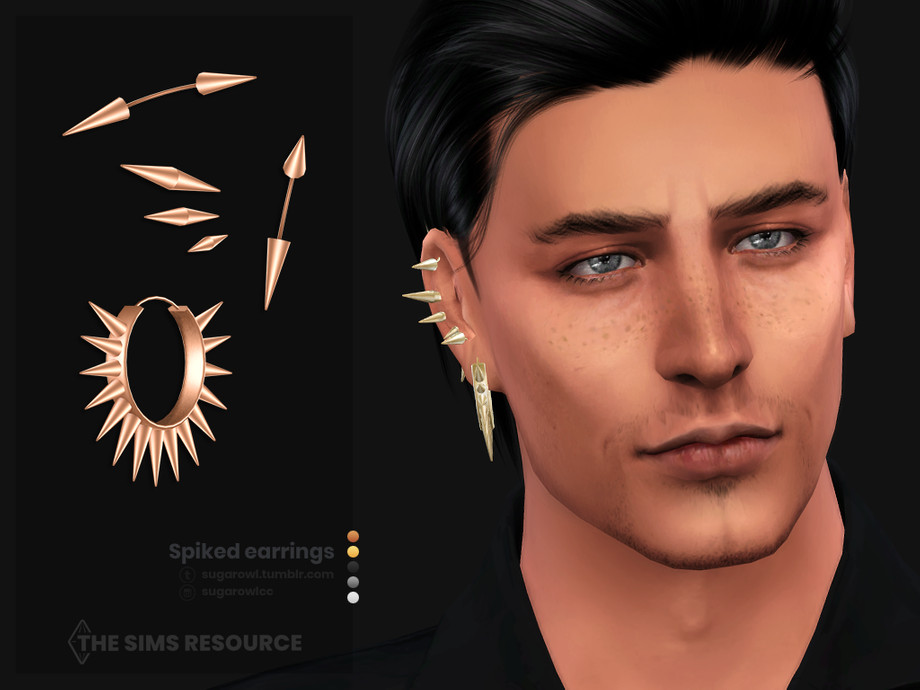 Spiked male earrings by sugar owl from TSR • Sims 4 Downloads