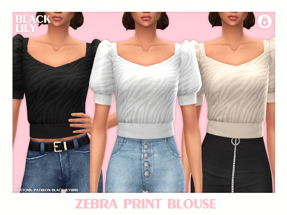 Zebra Print Blouse by Black Lily from TSR • Sims 4 Downloads