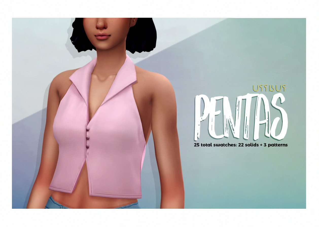 Buttoned crop from Viiavi • Sims 4 Downloads