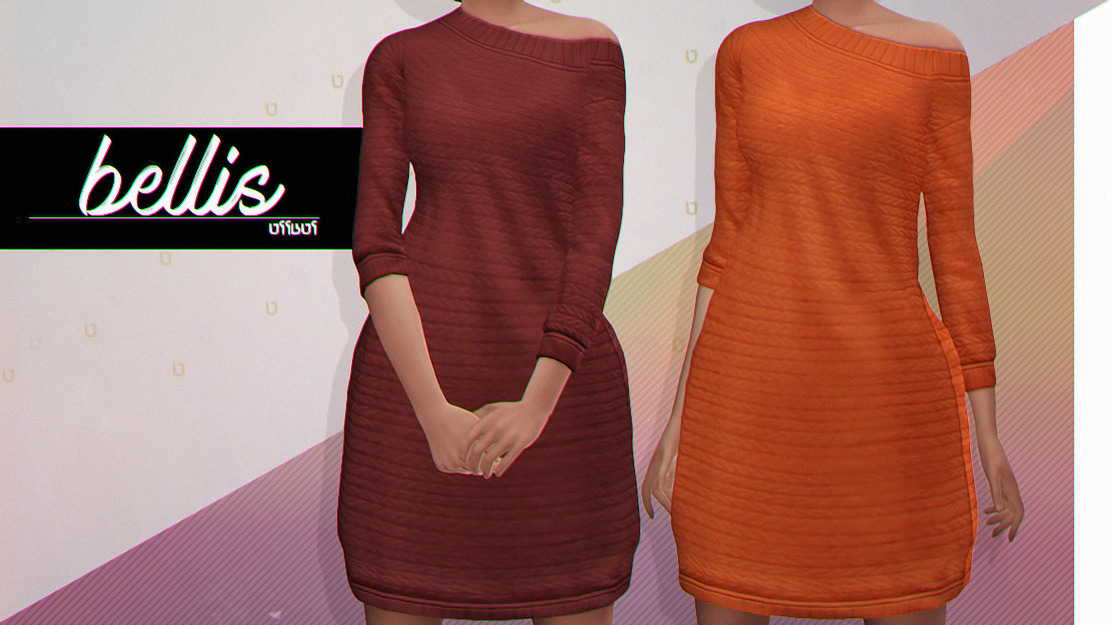 Bellis simple knitted dress from Viiavi • Sims 4 Downloads