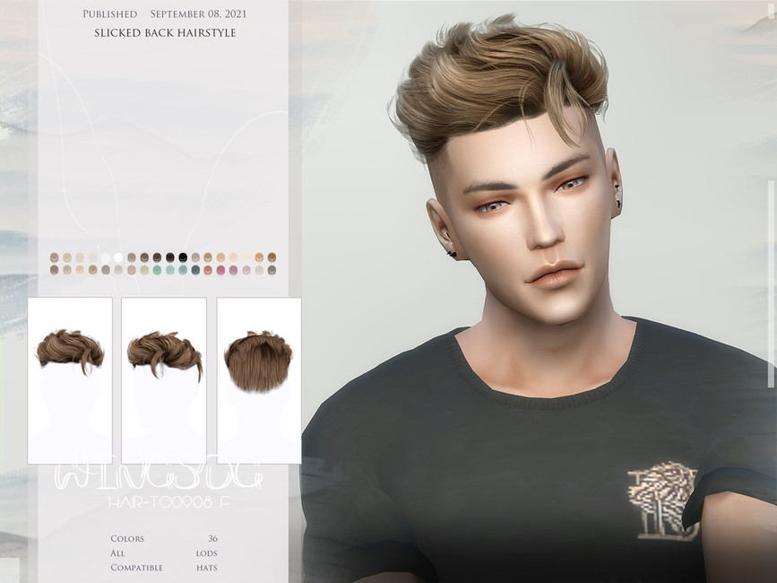 Slicked Back Hair by wingssims from TSR • Sims 4 Downloads