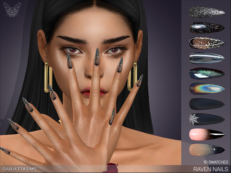 Raven Nails by feyona from TSR • Sims 4 Downloads