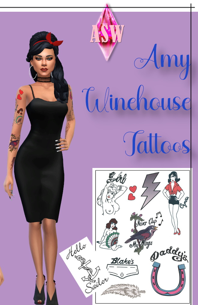 Amy Winehouse Tattoos from Annett`s Sims 4 Welt • Sims 4 Downloads