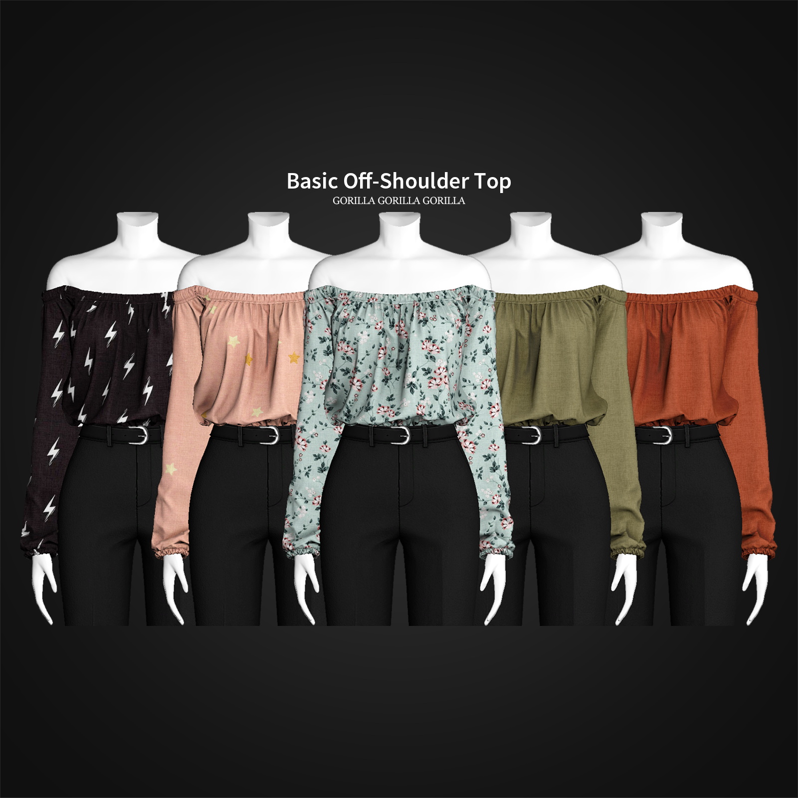 Basic Off-Shoulder Top from Gorilla • Sims 4 Downloads