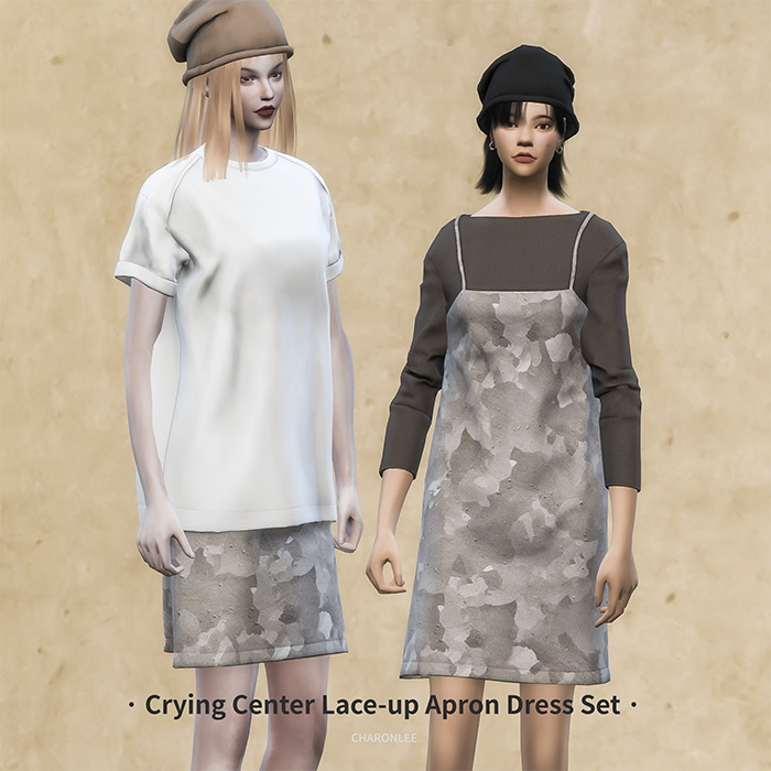 Lace-up Apron Dress Set from Charonlee • Sims 4 Downloads