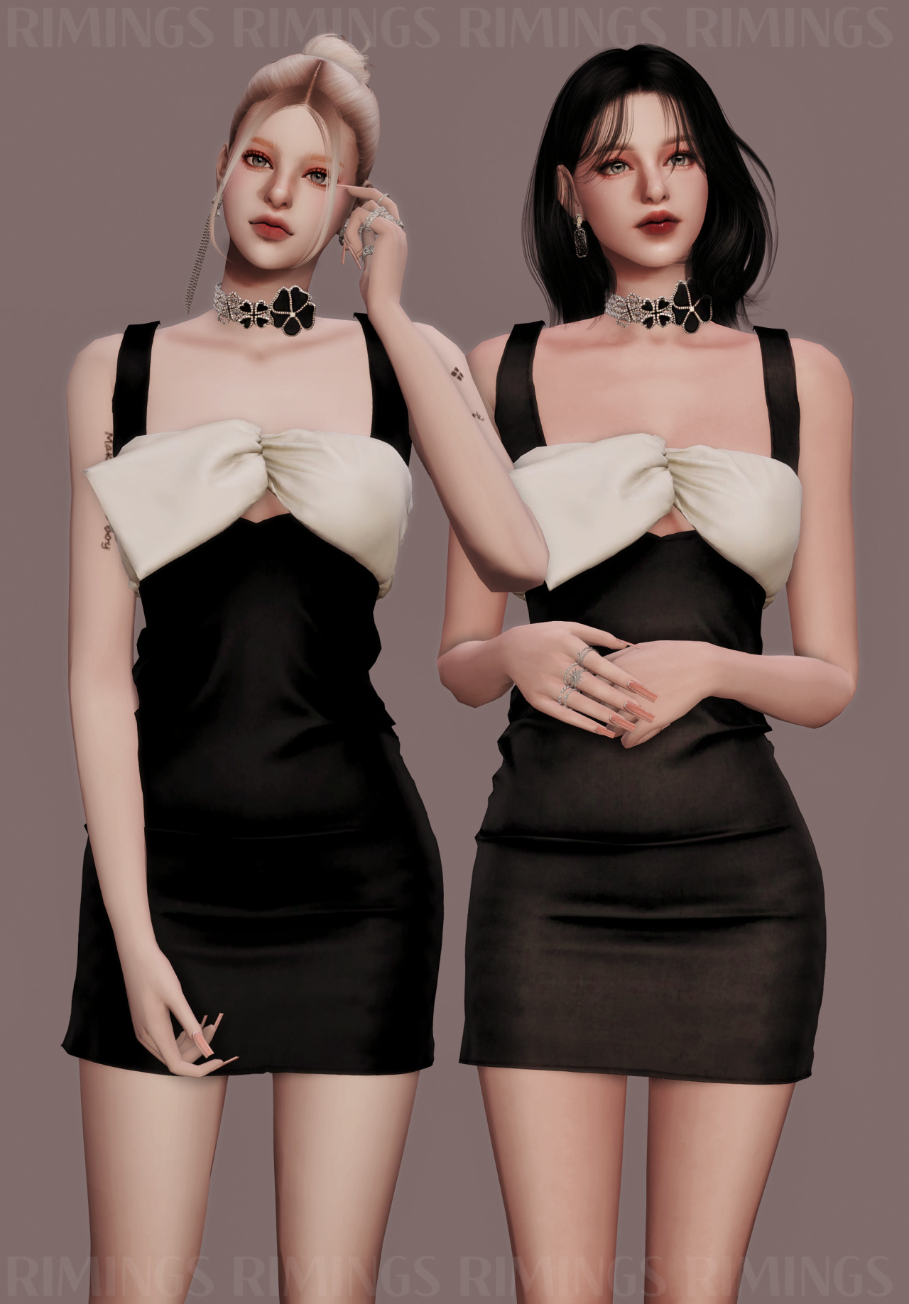 Met Gala Rose Ribbon Dress Free from Rimings • Sims 4 Downloads