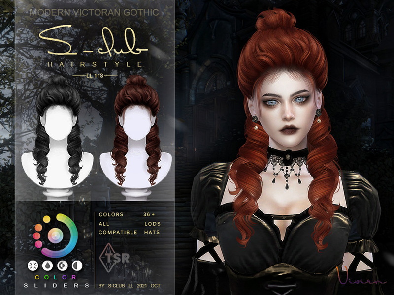 Modern Victorian Gothic curly Long hair (Vivien) by S-Club from TSR ...