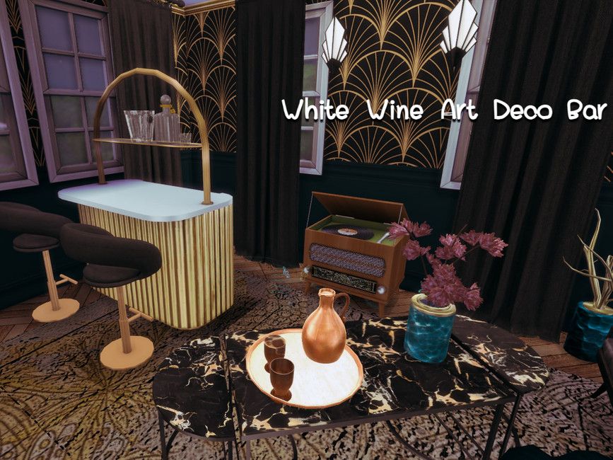 White Wine Art Deco Bar by GenkaiHaretsu from TSR • Sims 4 Downloads