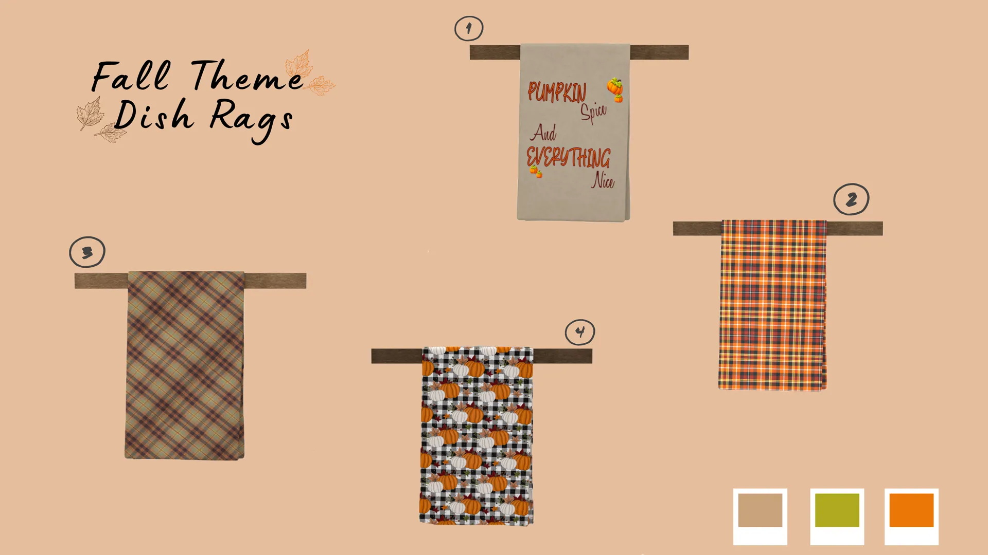 Fall Theme Kitchen Towel from Sunkissedlilacs • Sims 4 Downloads