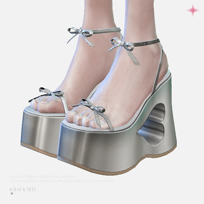 Platform Wedge Bow Sandals from Charonlee • Sims 4 Downloads