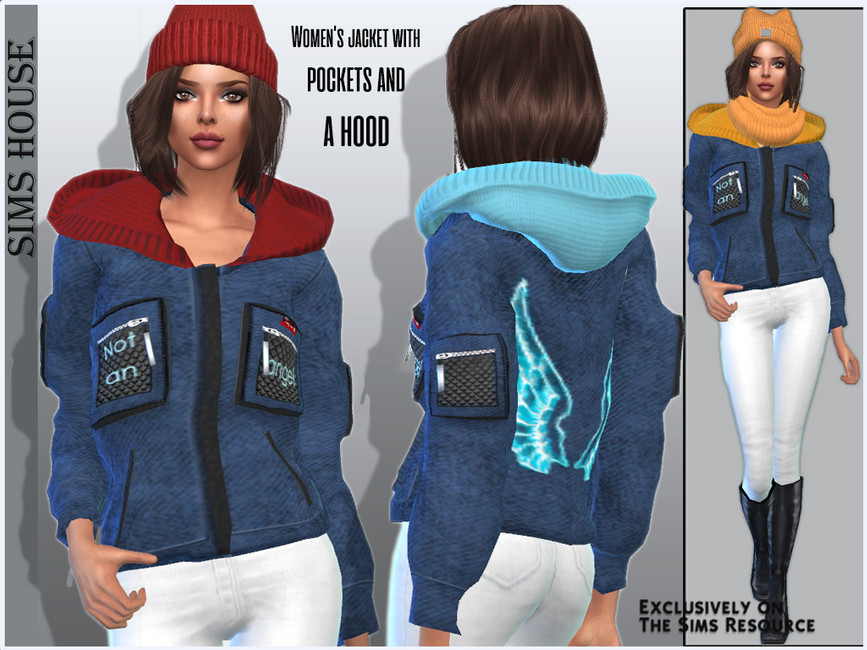 Women's jacket with pockets and a hood by Sims House from TSR • Sims 4 ...