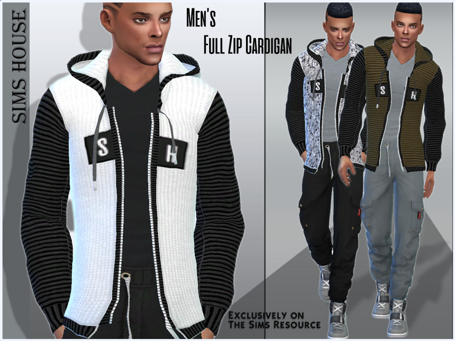 Men's Full Zip Cardigan by Sims House from TSR • Sims 4 Downloads