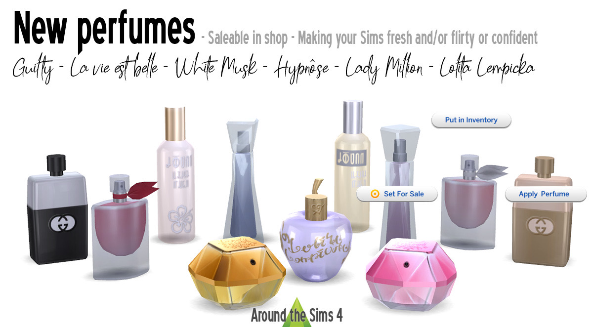 Functional perfume bottles from Around The Sims 4 • Sims 4 Downloads