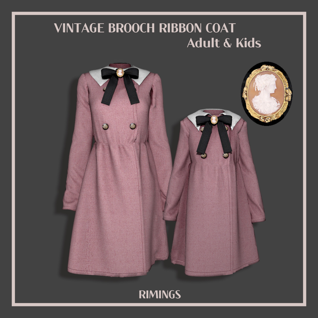 Vintage Brooch Ribbon Coat from Rimings • Sims 4 Downloads