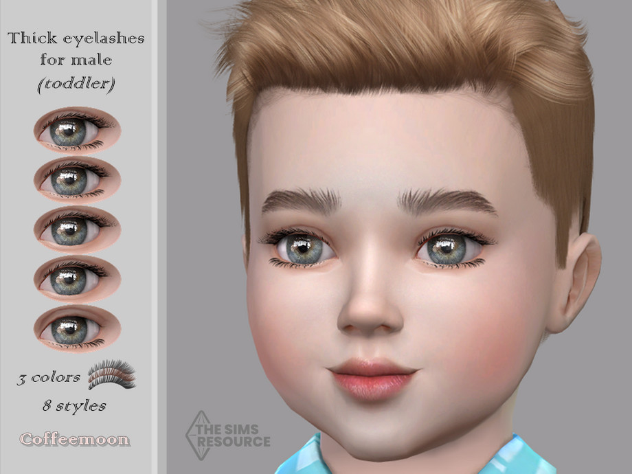 Thick 3D eyelashes for male by coffeemoon from TSR • Sims 4 Downloads